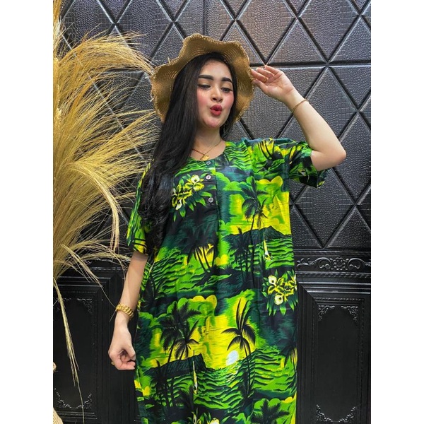 Jumbo Hawaiian negligee with busui front buttons made of rayon, cool to ...