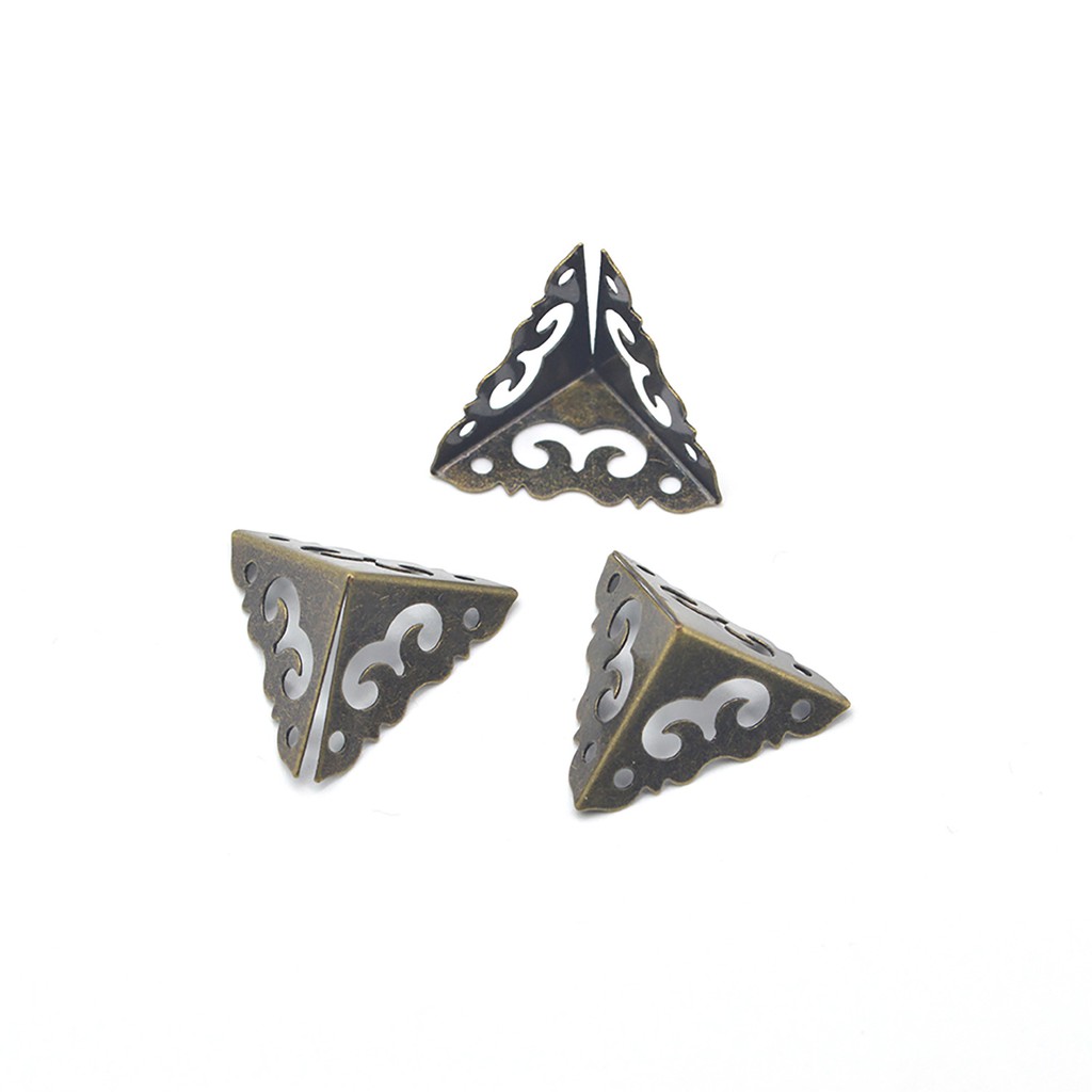 20pcs Bronze Wooden Box Corner Case Corner Protector Flower Pattern ...