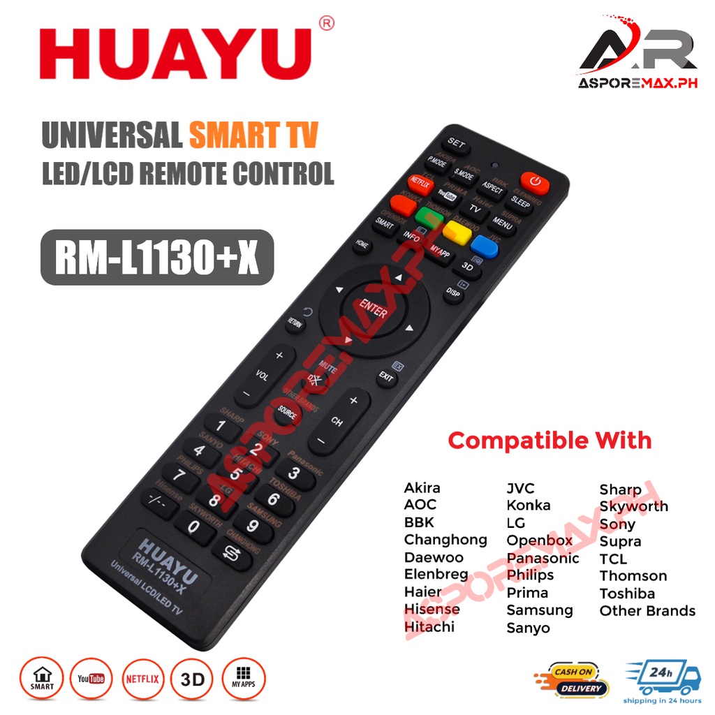 HUAYU RM-L1130+X UNIVERSAL LCD LED TV REMOTE CONTROL COD | Shopee Philippines