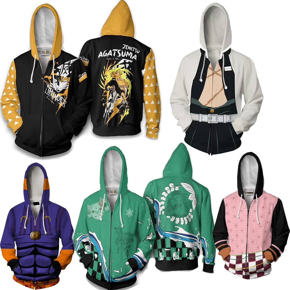 Demon Slayer Zipper Hoodie Kimetsu no Yaiba Sweater Anime Jacket ...