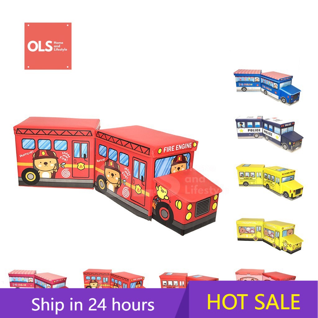 OLS Storage Box Chair Kids Stool Ottoman Foldable Storage Box Storage ...