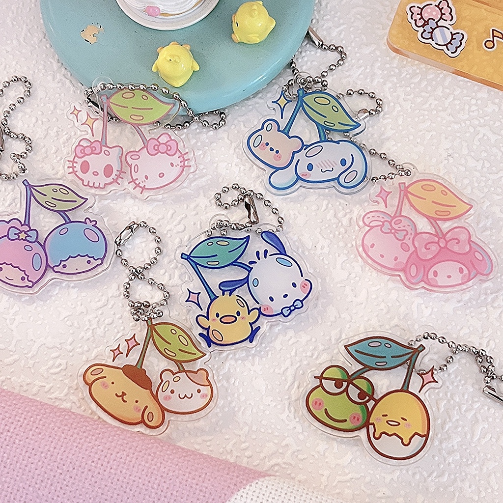 Sanrio Cherry Series Acrylic Keychain Big Ear Dog Melody Keyring ...