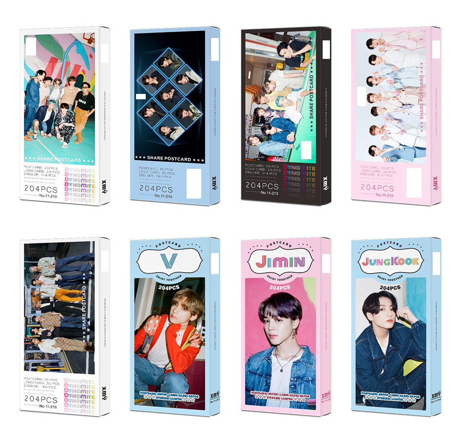 BTS Album DYNAMITE Kpop Postcards(30pcs) + Lomo Cards(30pcs) + Stickers ...