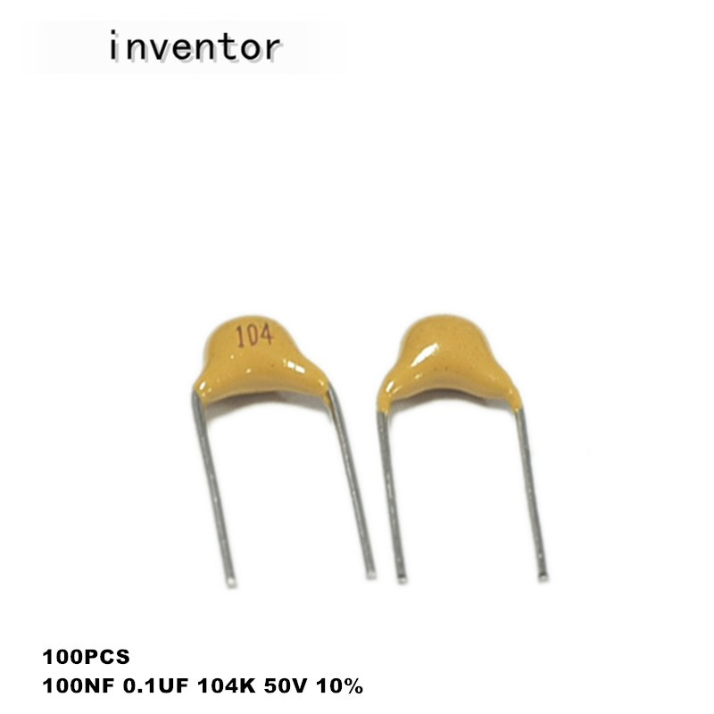 100Pcs 50V monolithic ceramic capacitor 100NF 0.1UF 104K 50V 10% 5.08MM ...