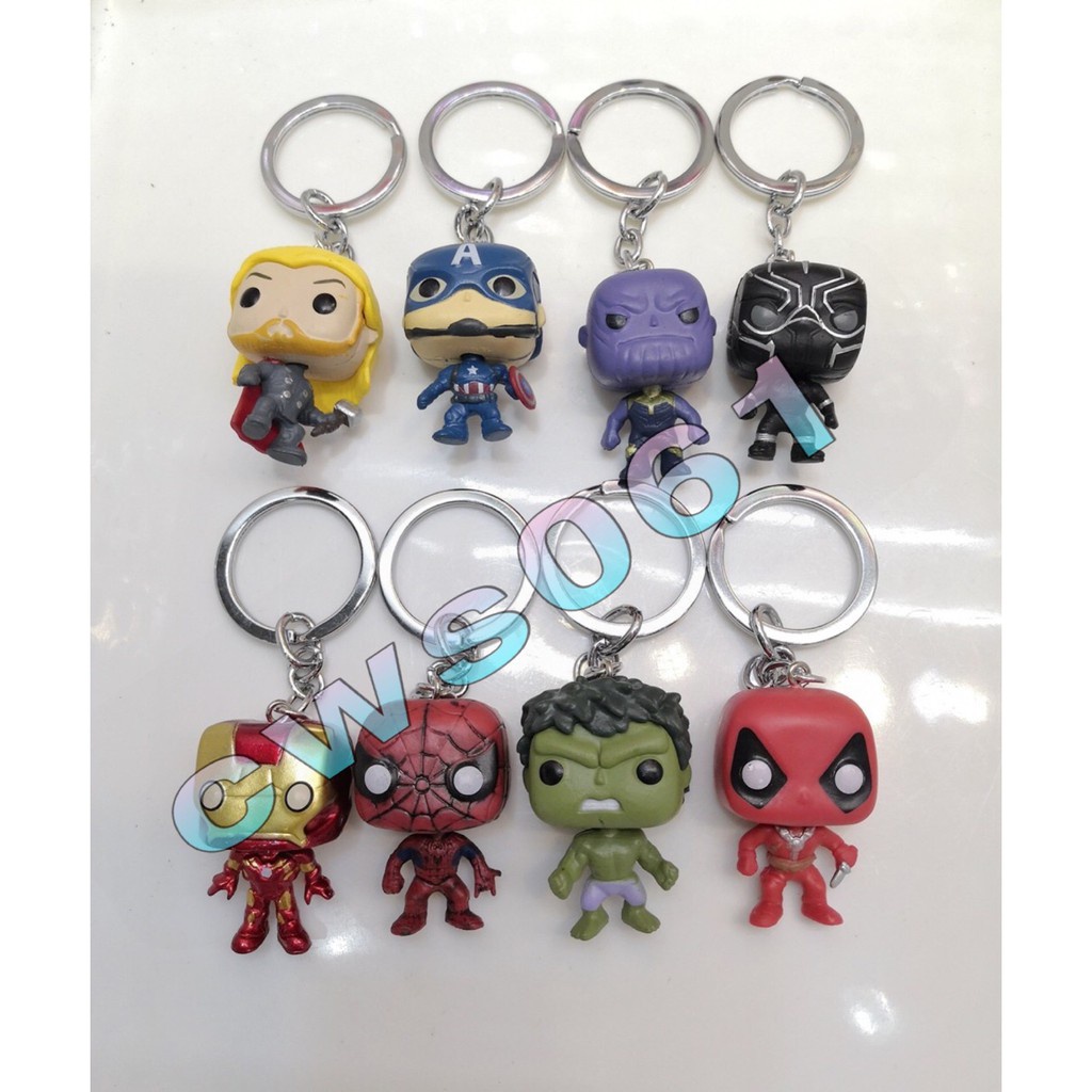 POP Marvel Toy Keychain Thanos/Spider-Man/Iron Man/Hulk/Thor/Deadpool ...