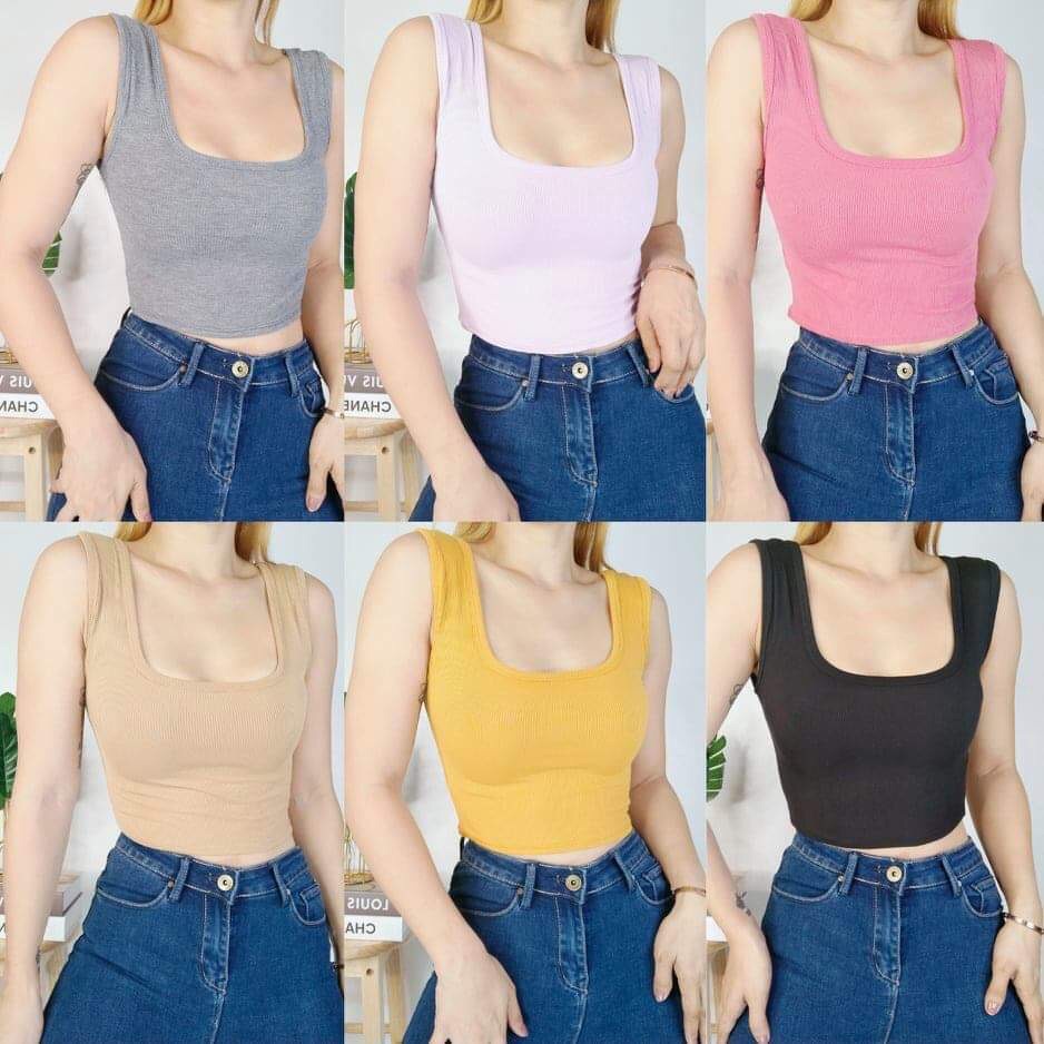 Briana squareneck knitted sleeveless crop top/one size fit up to medium ...