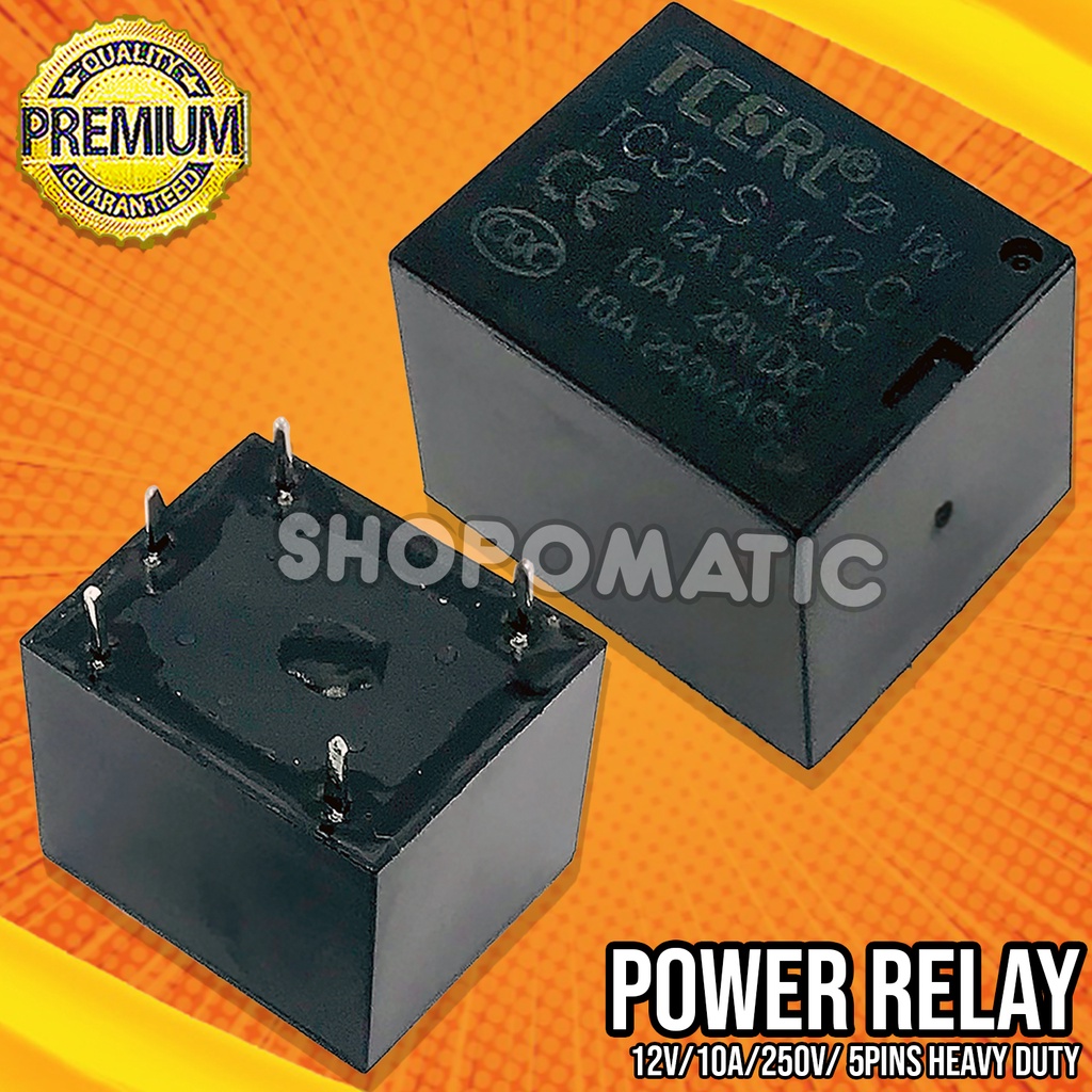 12V DC Power Relay Black 5 Pins Heavy Duty 12V 10A 250V | Shopee ...