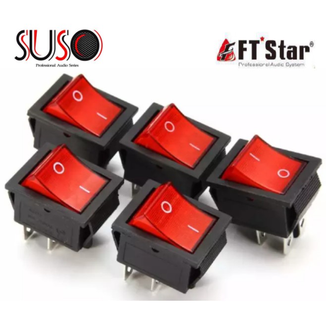 5pcs Red Lamp Light Rocker Switch with 4 Pin ON/OFF 2 Position 16A/250V ...