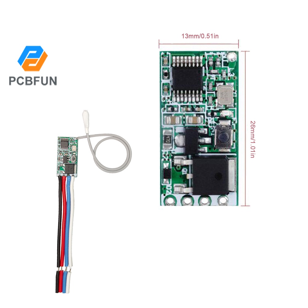Pcbfun Dc 3.6V-24V 2A 433Mhz Micro Receiver With Antenna Led Light ...