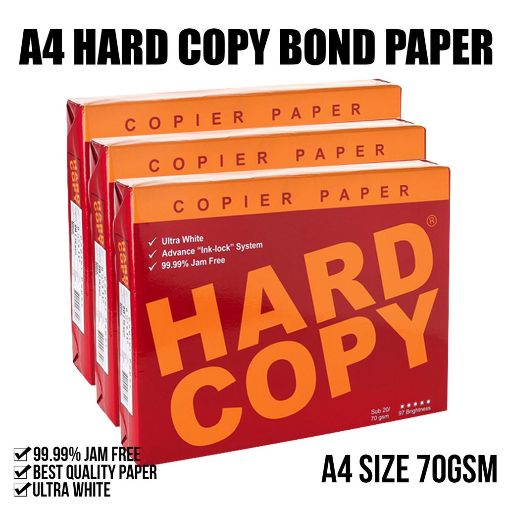 HARD COPY BOND PAPER( Short & A4 & Long), 70GSM Sub20,1REM 500PCS ...