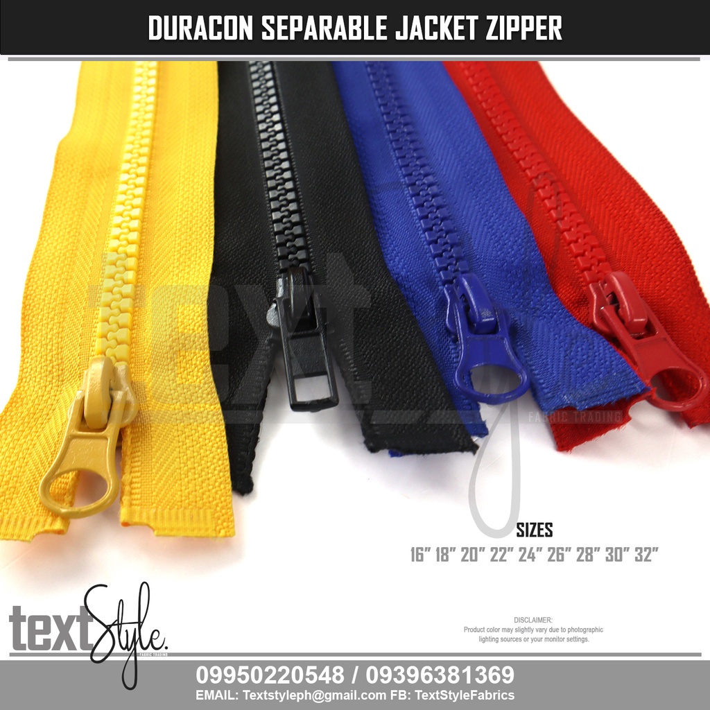 Textstyle Duracon Separable Zipper For Jacket Hoodies Coats Size 16 to 32 Inches Apparel Zipper ...