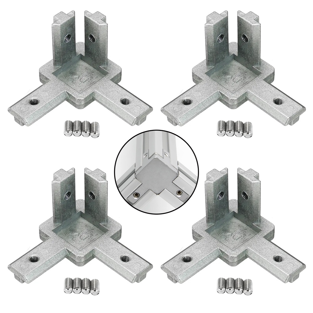 4Pcs 3-Way 90 Degree Angle Bracket Inside Corner Connector with Grub ...
