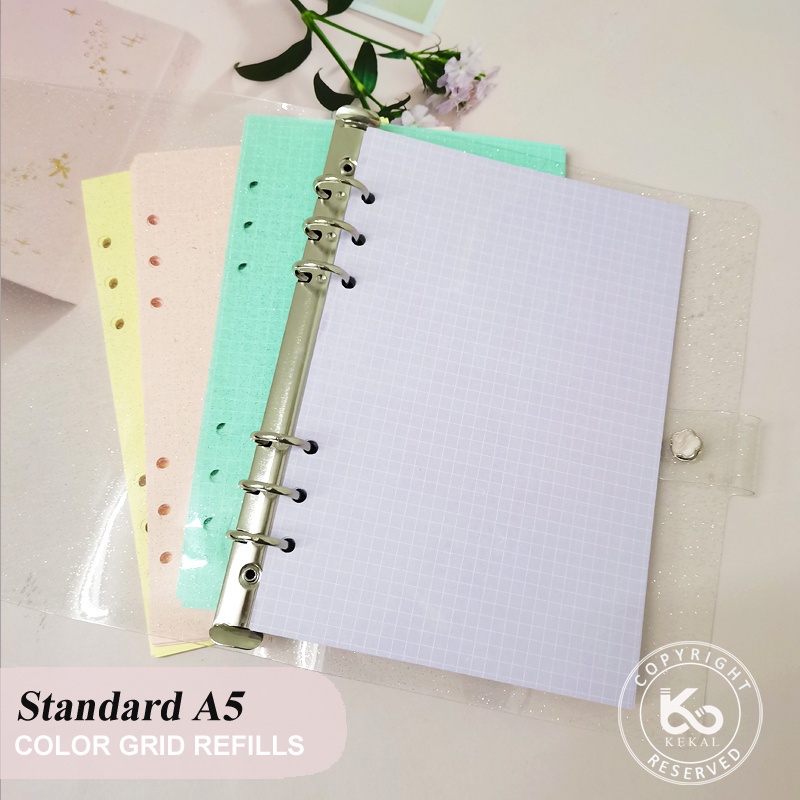 【A5 A6 Refills】6holes Grid Color Binder Refills Paper Loose Leaf Inner ...