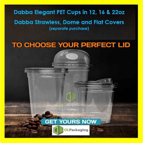 50pcs Dabba Plastic Cups, Straw Less, Dome & Flat Lids 95mm | Shopee ...