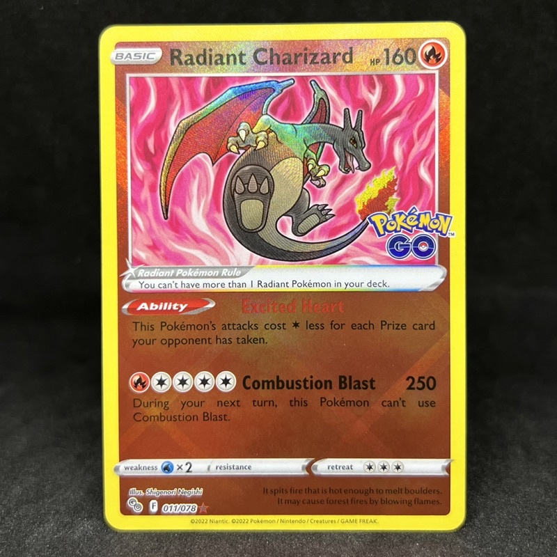 Pokemon TCG Radiant Charizard Radiant Rare 011/078 2022 Pokemon GO ...