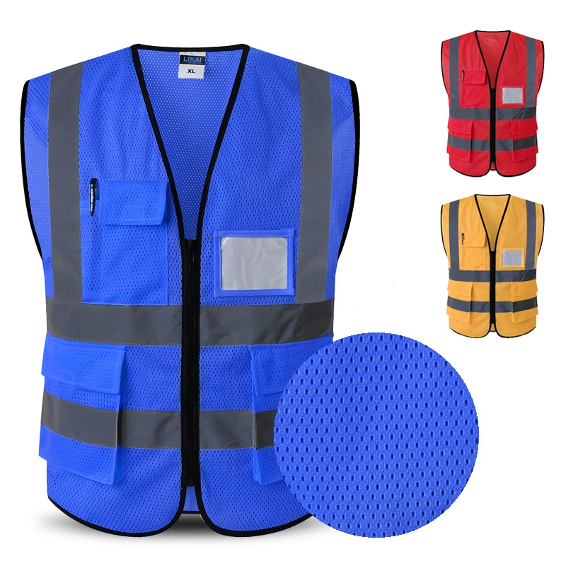 Safety Safety Vest With Pocket Reflective Vest 100% Mesh Polyester ...