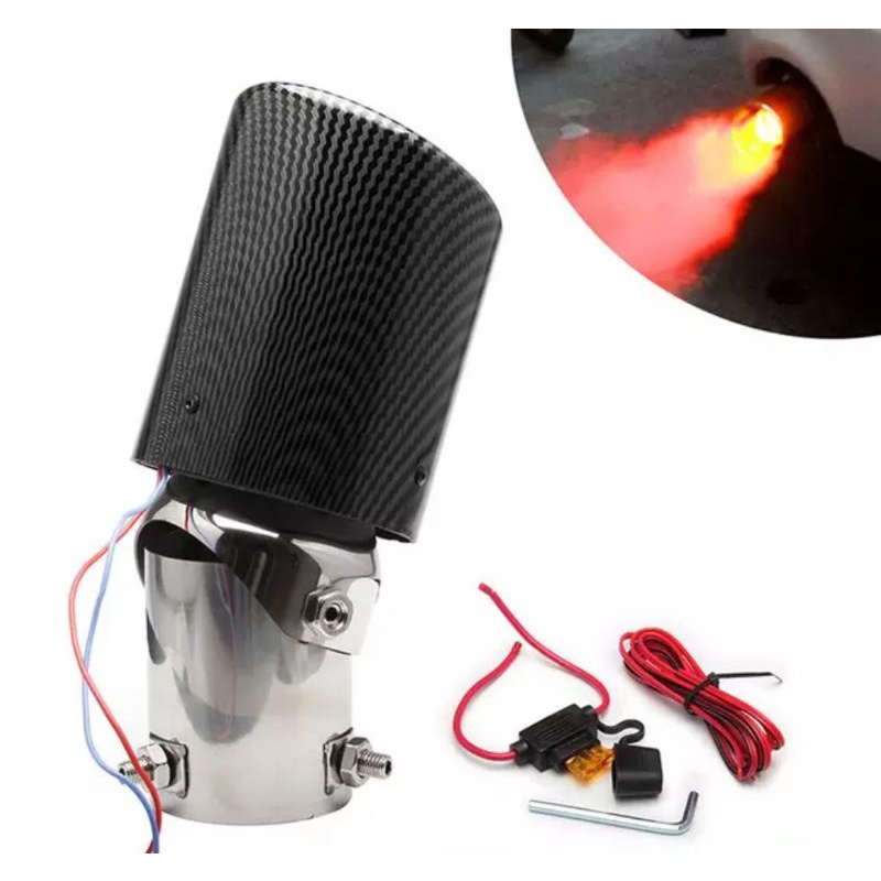 Carbon Muffler Tip Light Fire Akraphovic design Car exhaust hks carbon ...