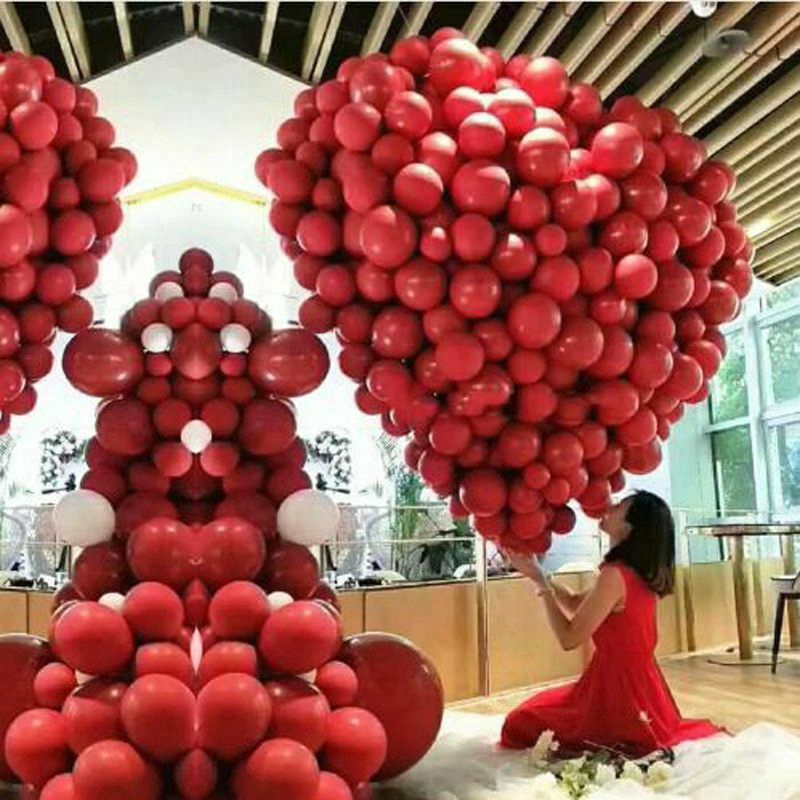 50 pcs Ruby Red Balloons Double Layer Balloon Princess Wedding ...
