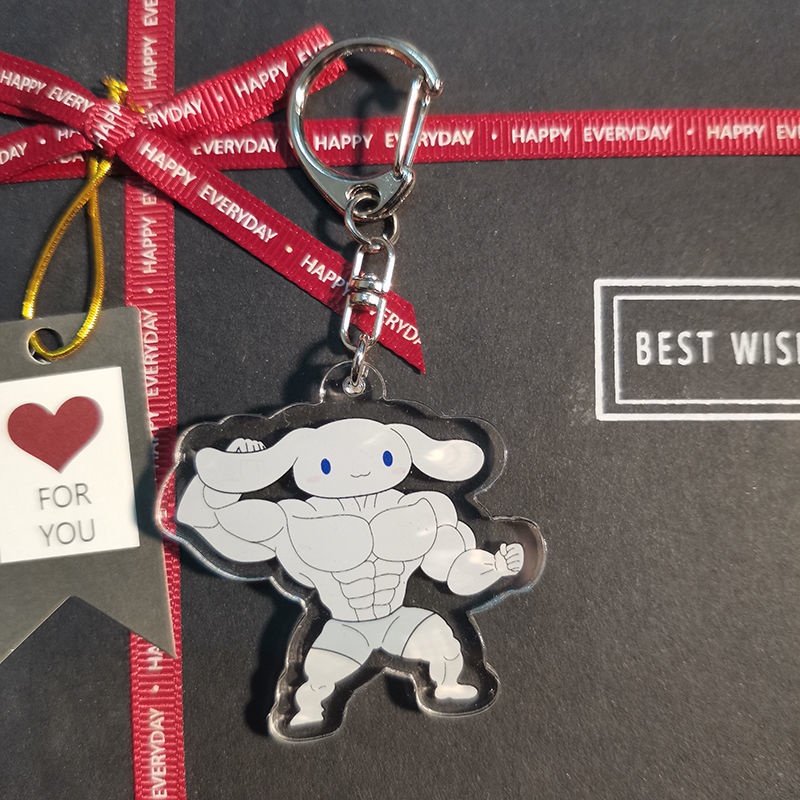 Sanrioed Kuromi Mymelody Cinnamoroll Cartoon Muscle Keychain Fitness ...