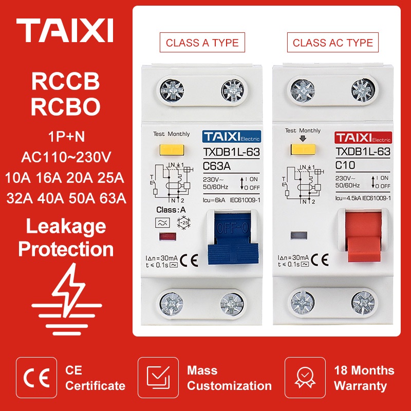 DPNL 1P+N RCBO C40A CLASS A TYPE AC TYPE Residual Current Circuit ...