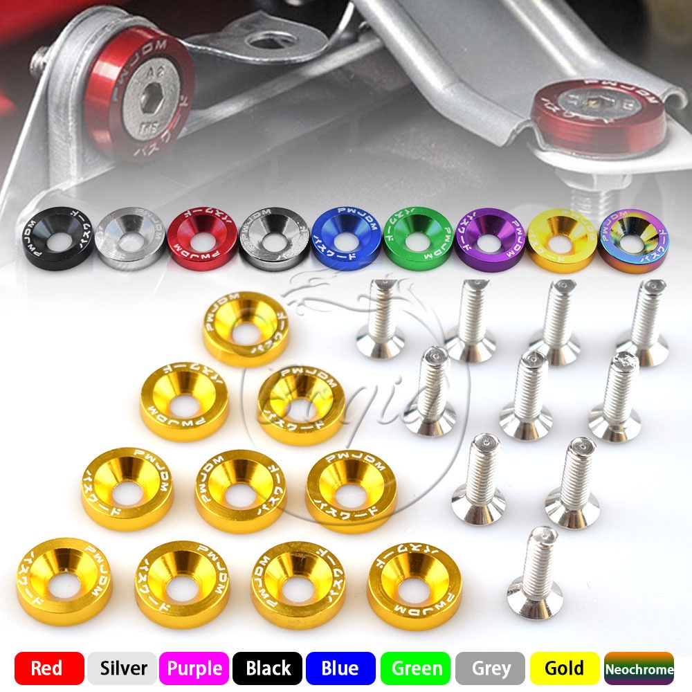 Racing 10pcs/Pack M6 JDM Style Fender Washers Aluminum Washers And Bolt ...