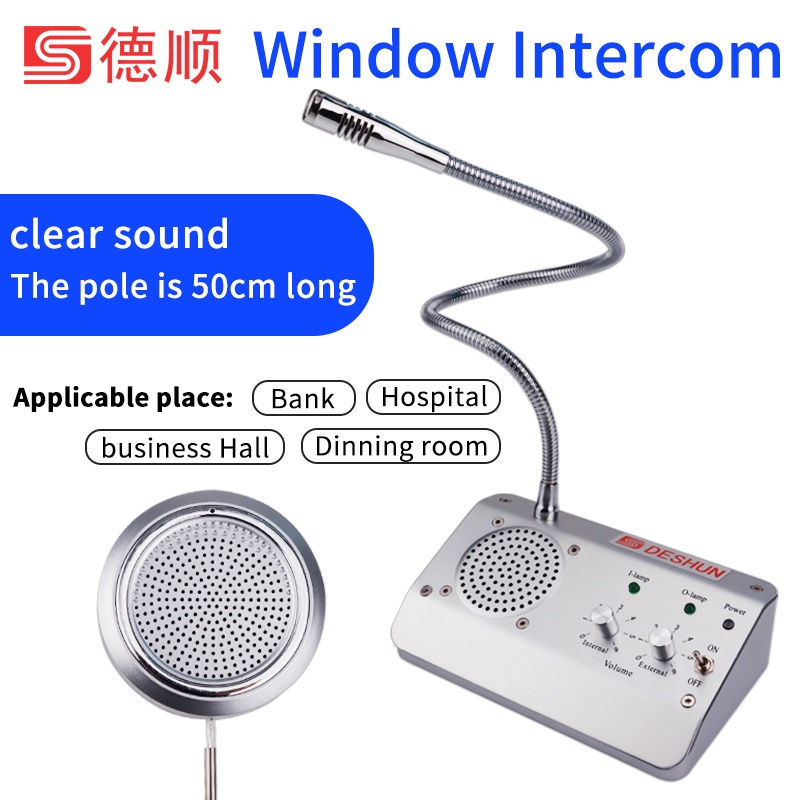 Dual-Way Talk Through Store Office Window Glass Counter Intercom ...