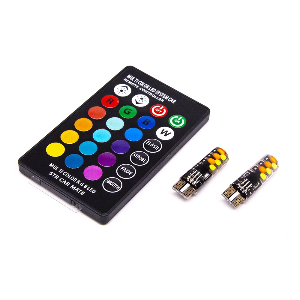 W5w LED Lights T10 RGB LED Bulbs With Remote Controller RGB | Shopee ...