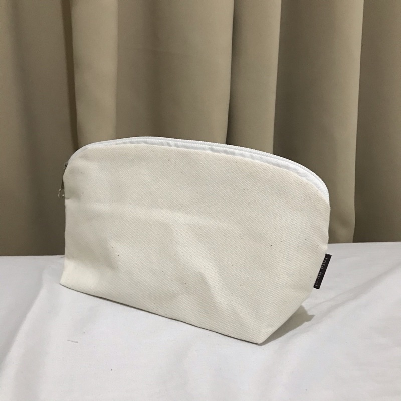 PLAIN CANVAS POUCH Make Up Cosmetic Pouch Travel Organizer Unisex Basic ...