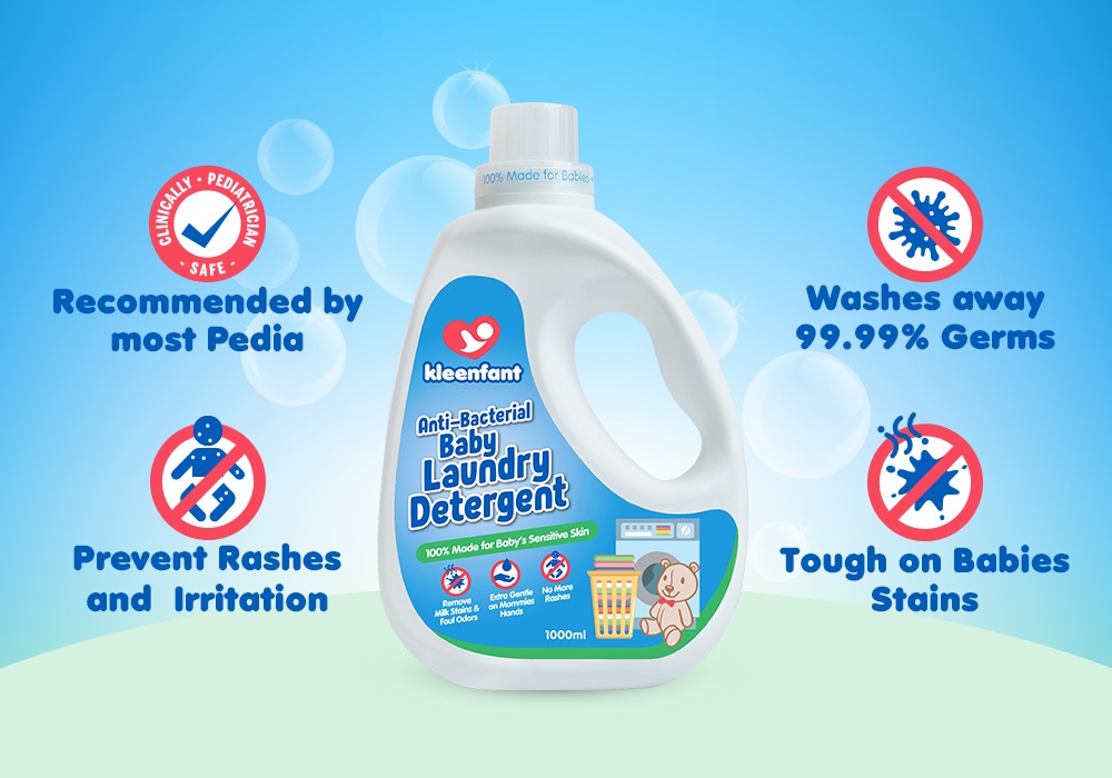 Kleenfant Antibacterial Baby Laundry Wash Refill (1000ml) Liquid ...