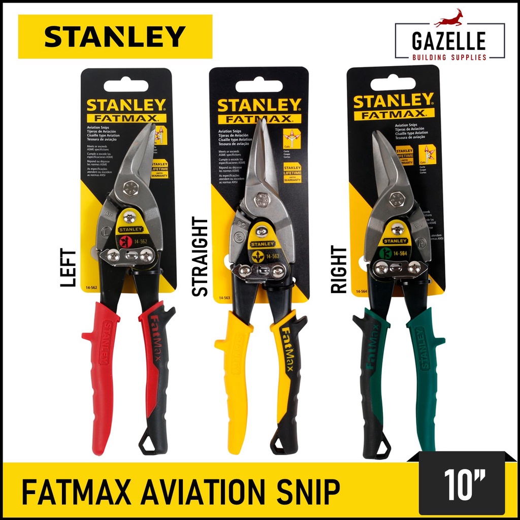 Stanley Aviation Snip Fatmax 10" Tin Scissors Left / Straight / Right Cut - 14-562 / 14-563 / 14 ...
