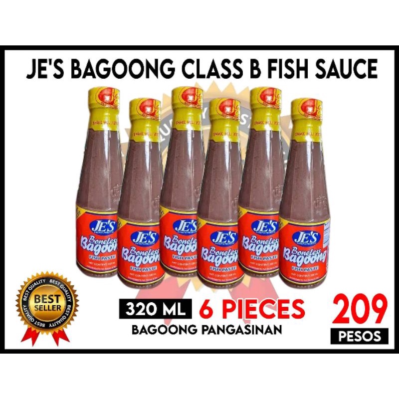 JE'S Premium Boneless Bagooong PURE ISDA 320ML ( Bundles of 6Pcs) | Shopee Philippines