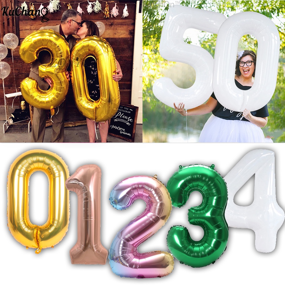 32in Foil Big Number Balloons For Birthdays Baby Shower Decorations ...