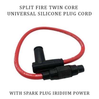 Motorcycle Split Fire Twin Core Universal Silicone Cord with spark plug ...