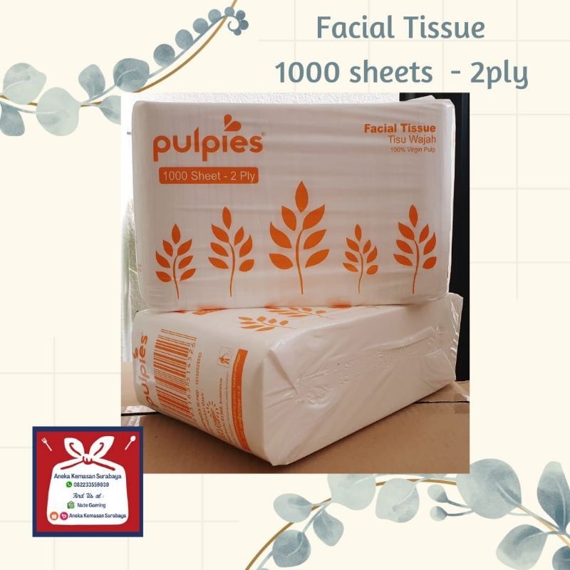 Facial Tissue Pulpies 1000 sheets / 2 Ply Pulpies Facial Tissue ...