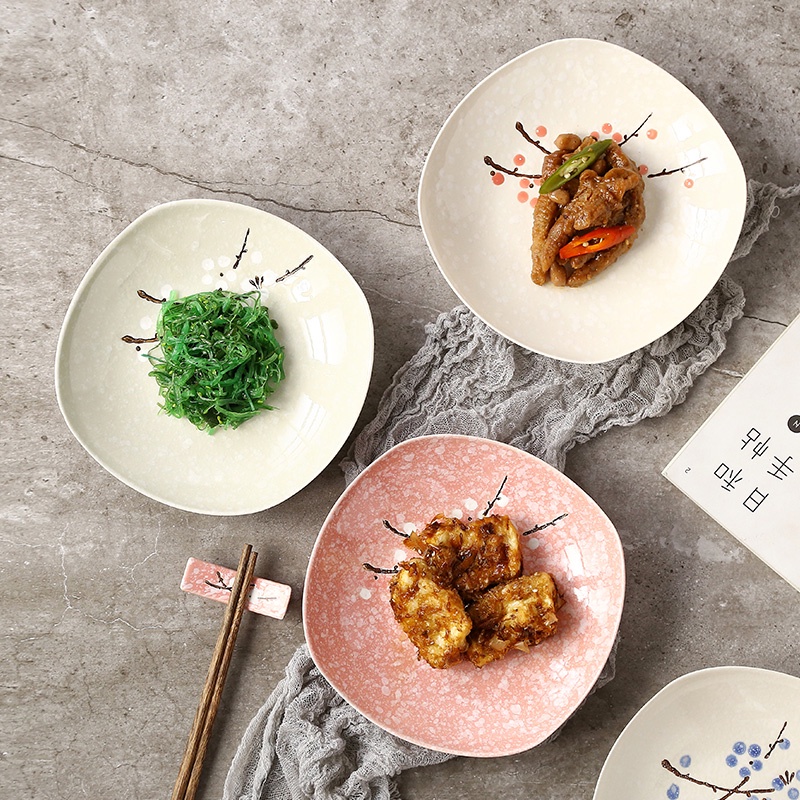 8 inch Ceramic Deep Plate Square Plate Korean Style Food Plate Dinner ...