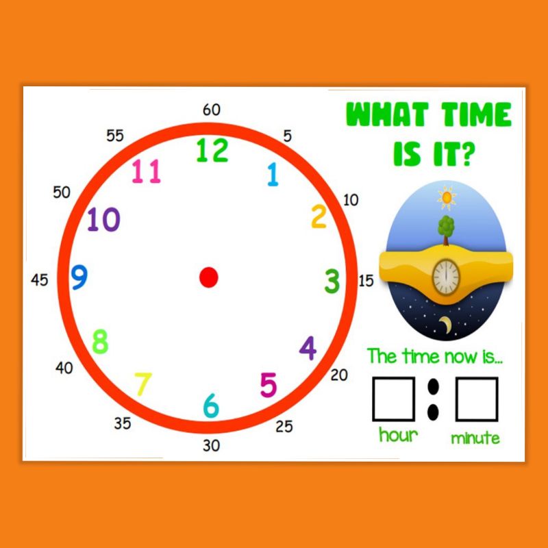 Clock Telling Time Write and Erase Laminated Chart A4 size | Shopee ...