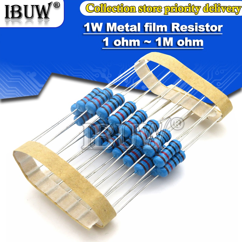 20pcs 1W Metal film resistor 20R~2.2K 20R 30R 47R 100R 150R 470R 1K 2K ...
