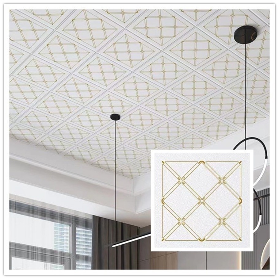 3D Wall Stickers Self-Adhesive Tile Waterproof Foam Ceiling Stickers ...