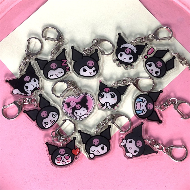 Key Chain Kawaii Sanrio Kuromi Double Sided Transparent Acrylic Girl ...