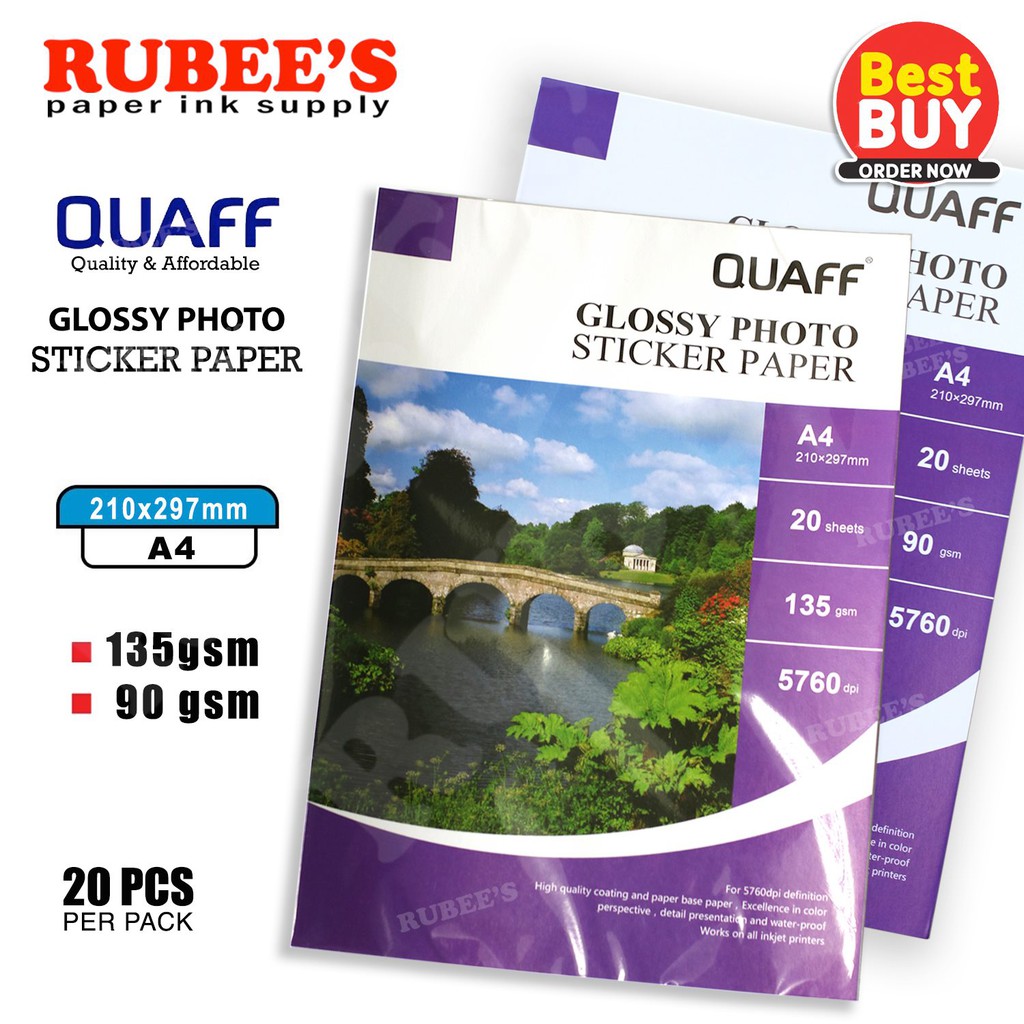 QUAFF PHOTO STICKER 135GSM /90GSM 20's | Shopee Philippines