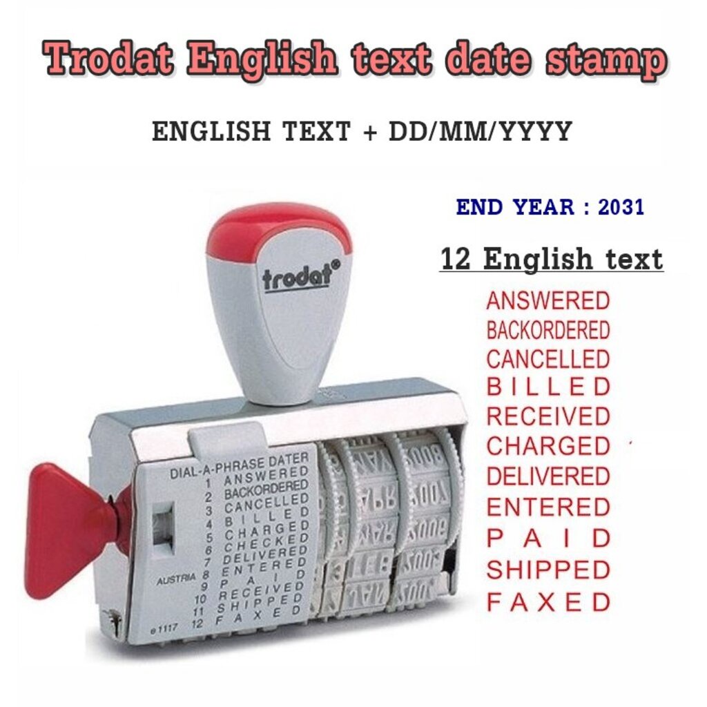 Date Stamp English Text + Day//Year Rotary Type Trodat | Shopee Philippines
