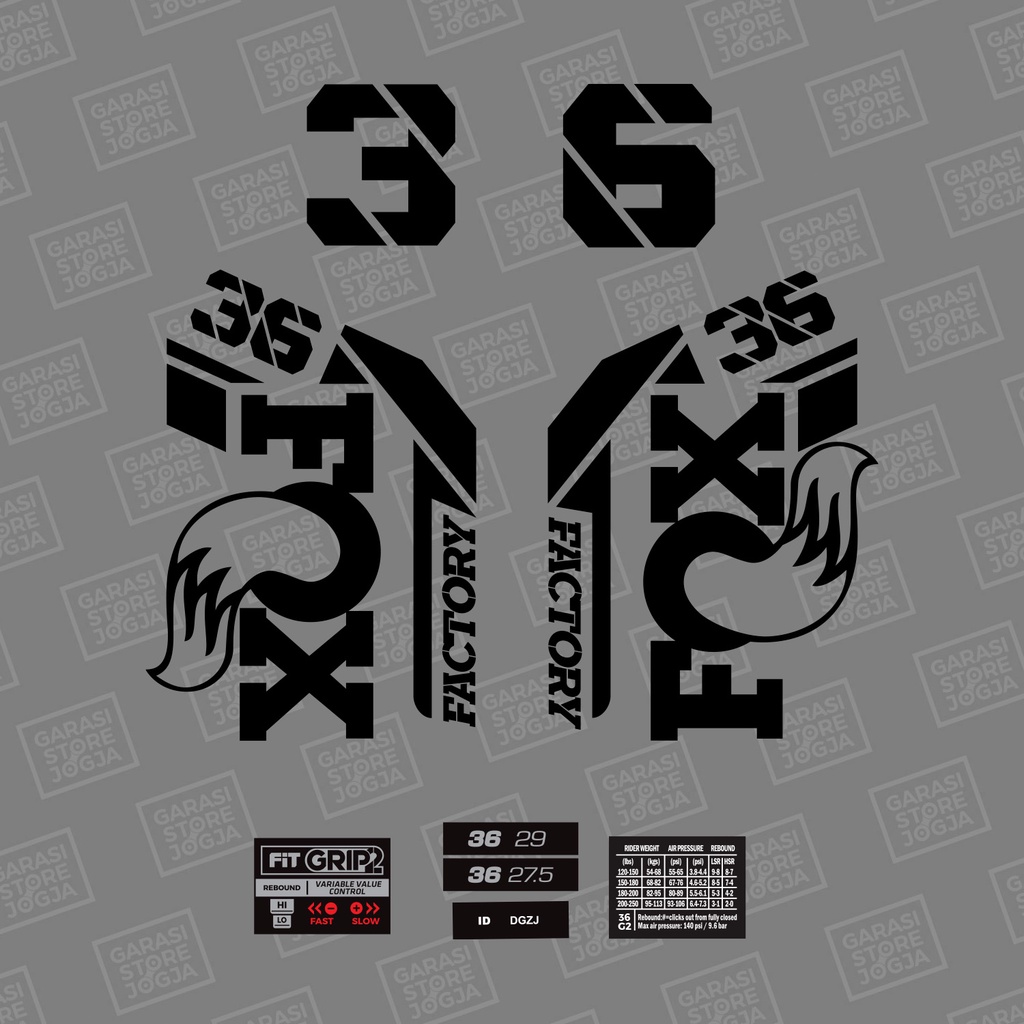 Fox Factory 36 Black on Black Sticker Decal | Shopee Philippines