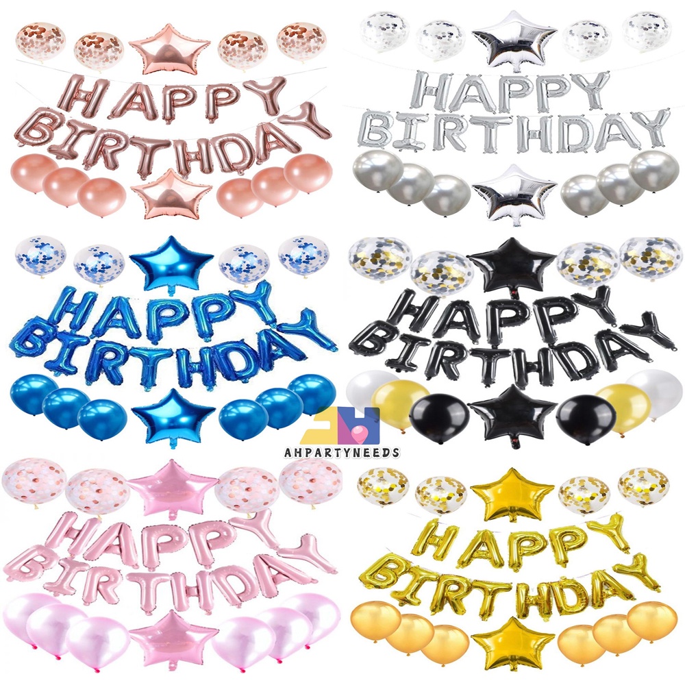 25pcs Multicolor Letter Foil Balloons Set Happy Birthday Party ...