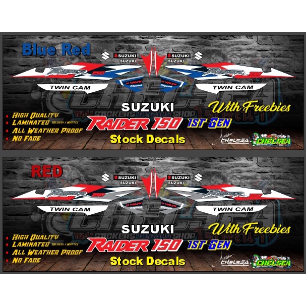 Suzuki Raider 150 1st Gen Stock Decals / Stickers with freebies ...