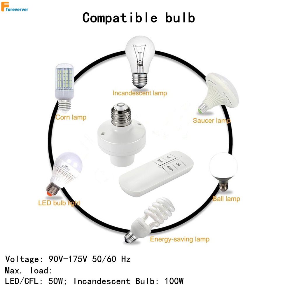 Wireless Remote Control Lamp Holder E26/e27 Light Bulbs Smart Light ...