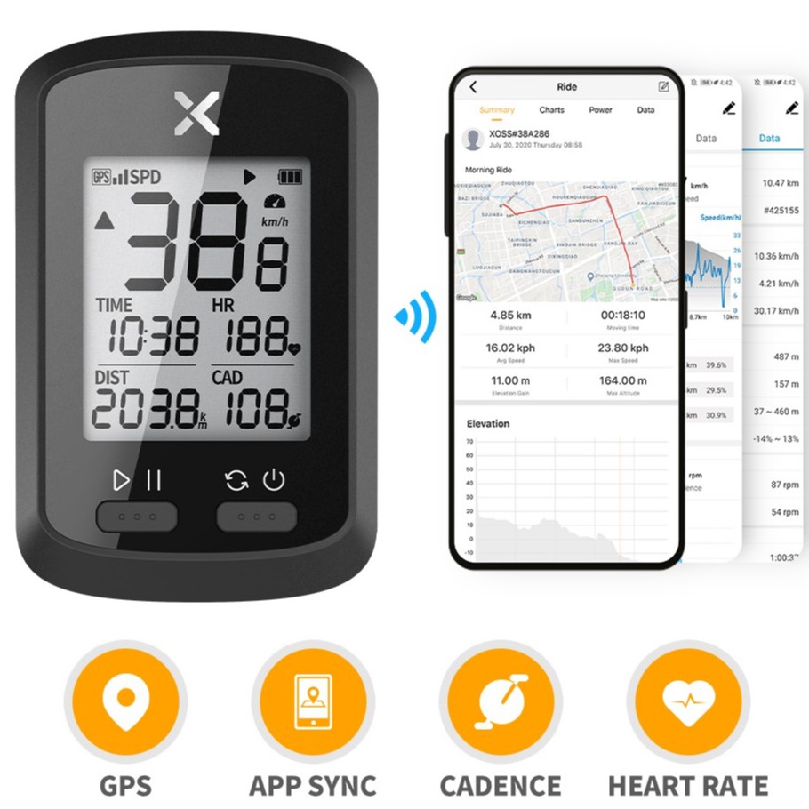 XOSS G + GPS Bicycle Computer Wireless Competition Heart Rate Bike ...