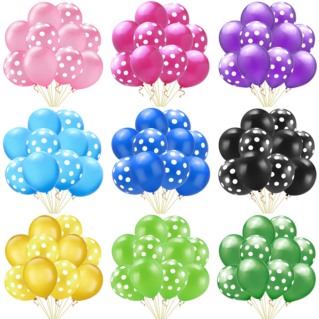 10Pcs 12Inch Color Polka Dot Latex Balloons Baby Shower Birthday ...