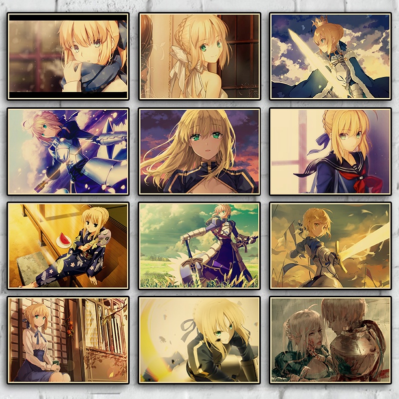 Anime FateZero Character: Altria Pendragon Poster Retro Kraft Poster ...