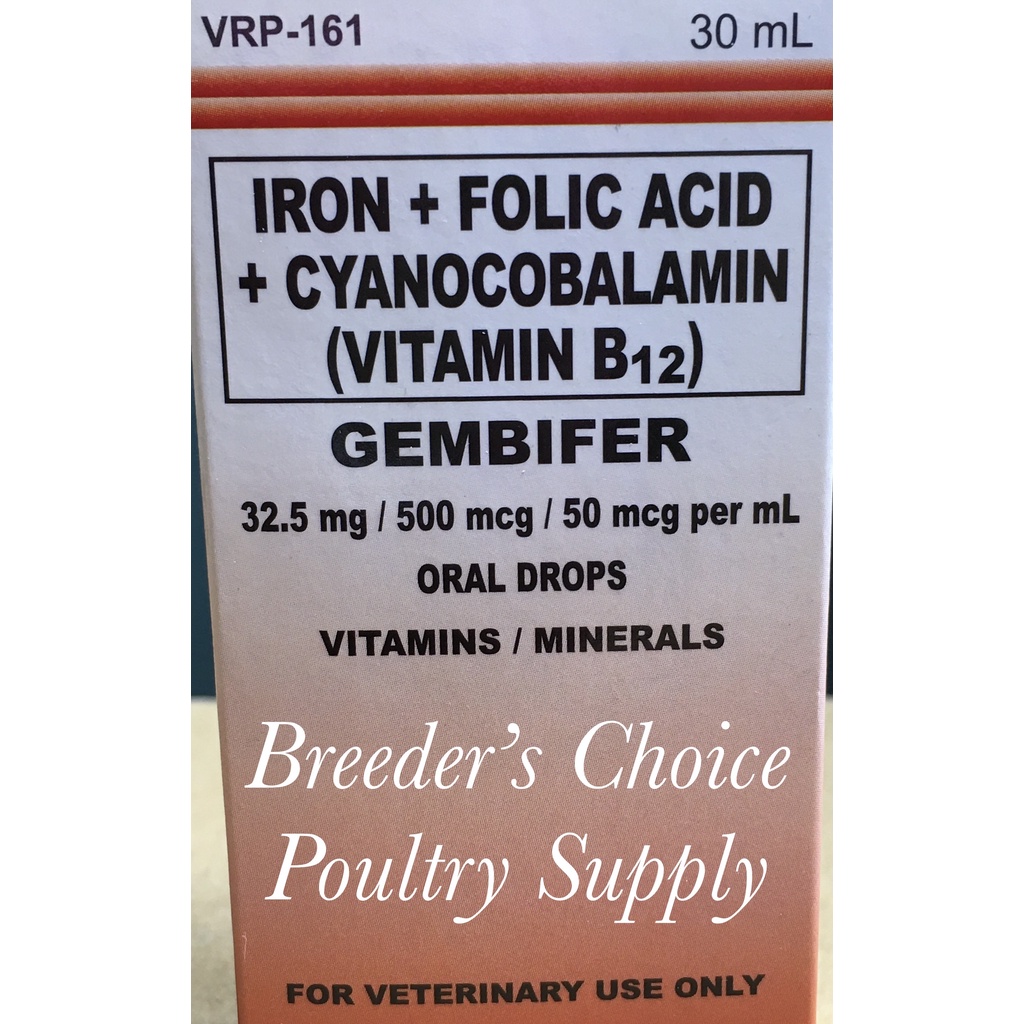 Gembifer Drops (Iron, Folic Acid and Cyanocobalamin Vit B12) 30mL for ...
