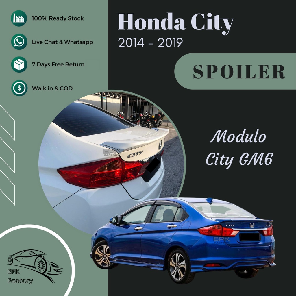 Honda City Spoiler GM6 Modulo ABS Rear Spoiler 2014 2015 2016 2017 2018 ...